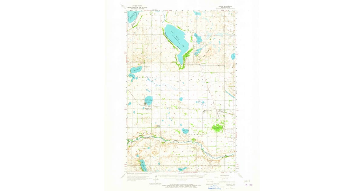 1962 Map of Hamar, Benson County, ND — High-Res | Pastmaps