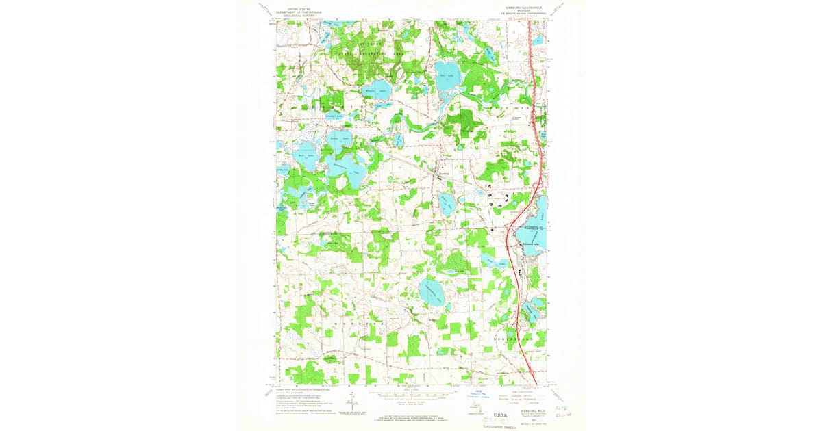 1965 Map of Hamburg, Livingston County, MI — High-Res | Pastmaps
