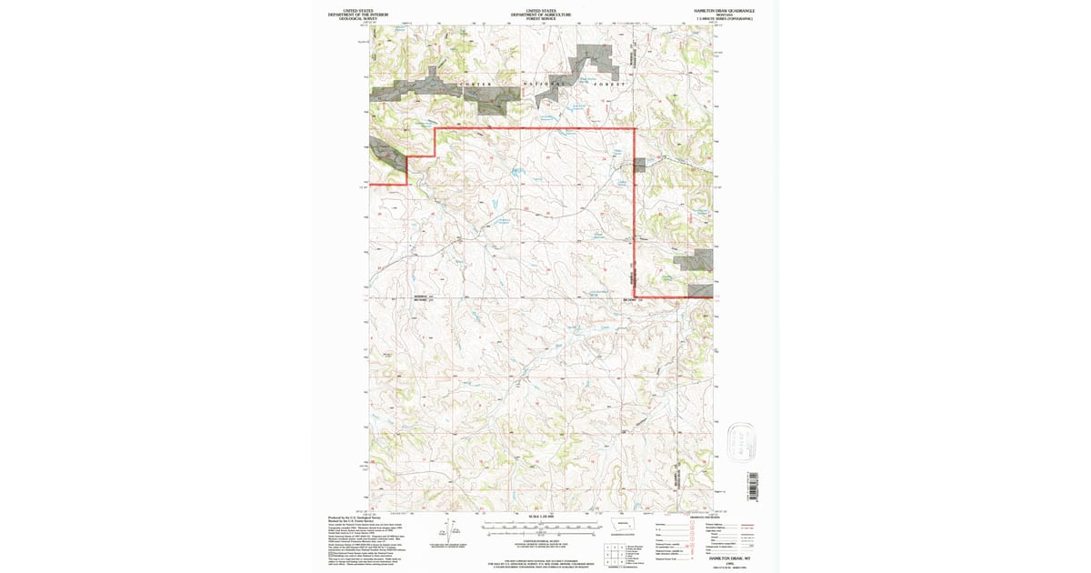 1995 Map of Hamilton Draw, Rosebud County, MT — High-Res | Pastmaps