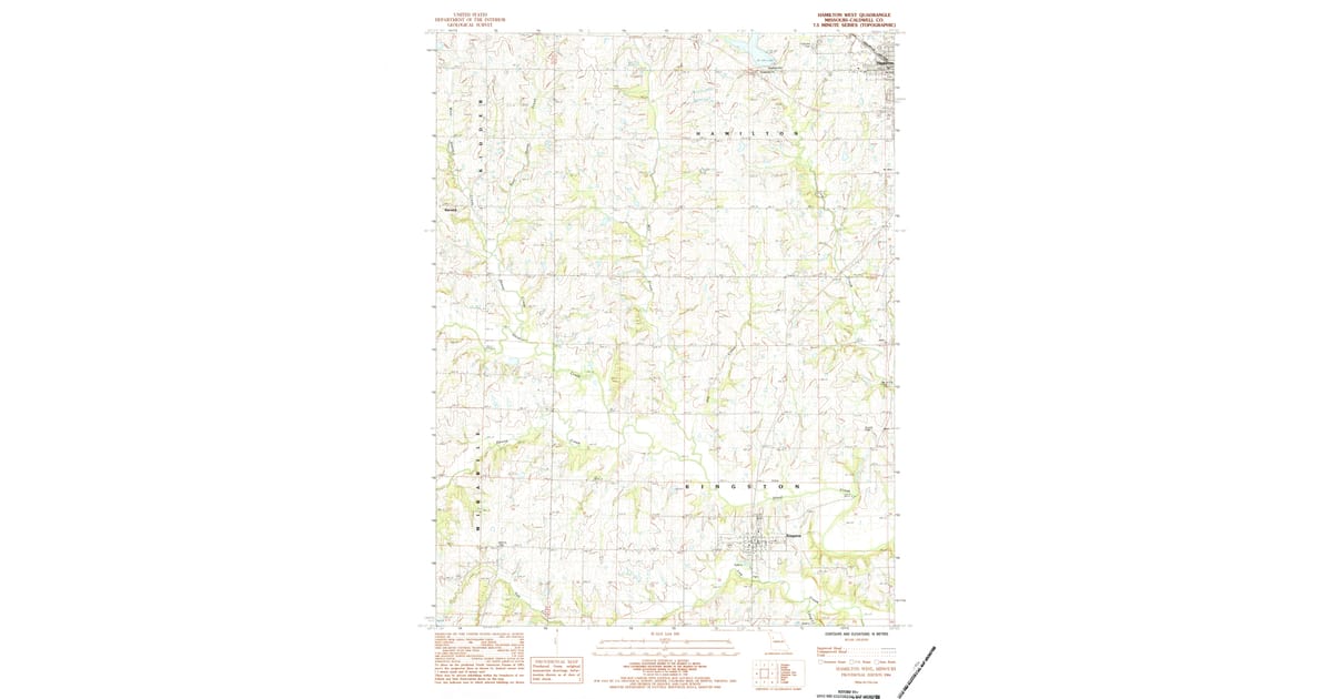 1984 Map of Hamilton West, Caldwell County, MO — High-Res | Pastmaps