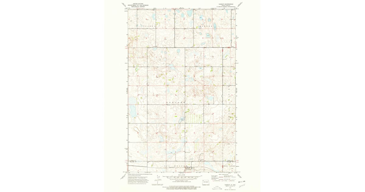 1974 Map of Hamlet, Divide County, ND — High-Res | Pastmaps