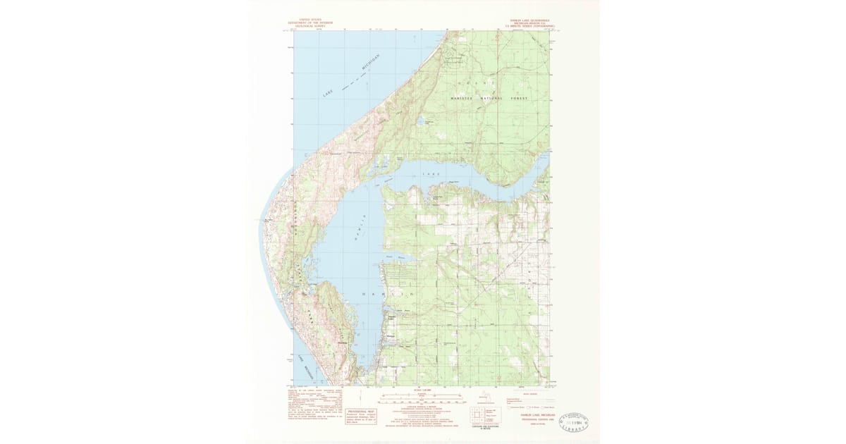 1982 Map of Hamlin Lake, Mason County, MI — High-Res | Pastmaps