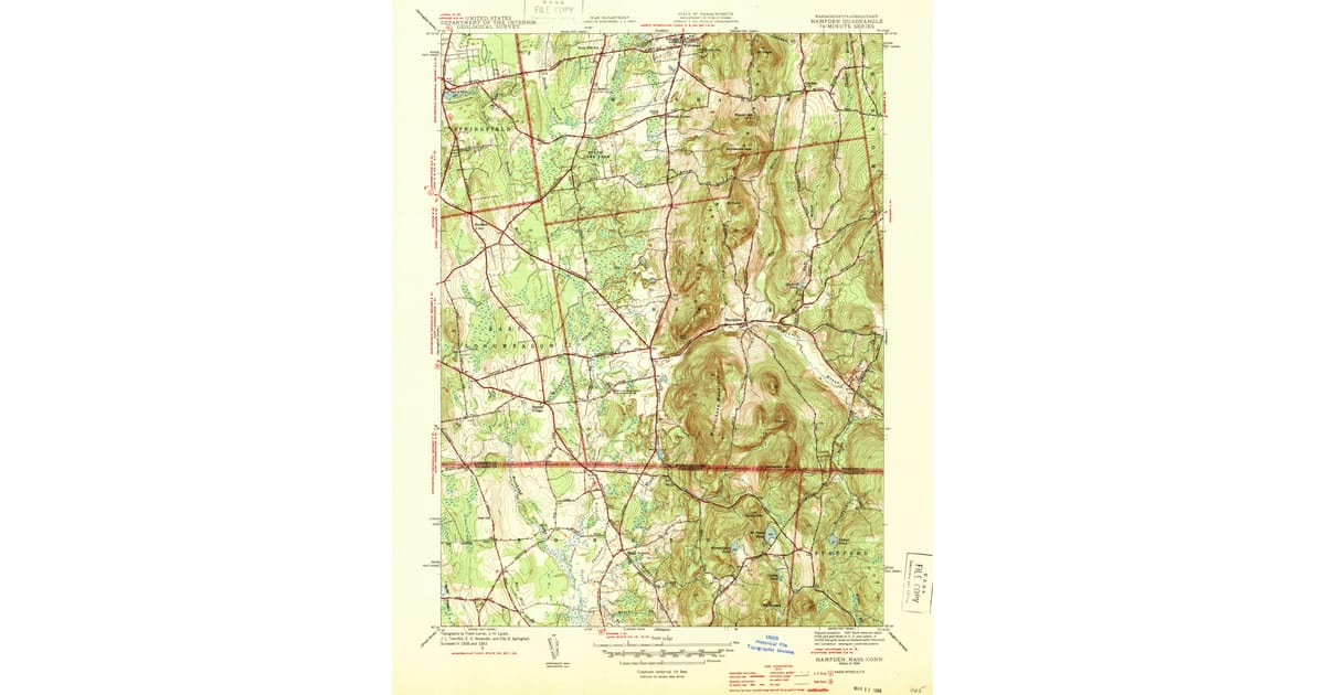 1944 Map of Hampden, Hampden County, MA — High-Res | Pastmaps