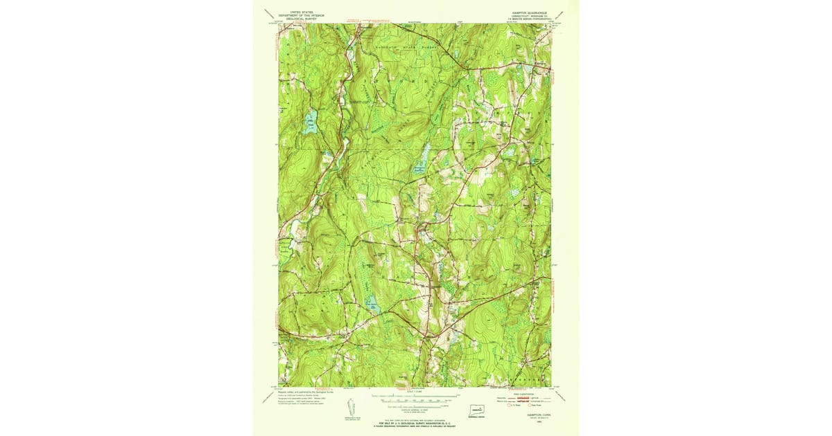 1953 Map of Hampton, Windham County, CT — High-Res | Pastmaps