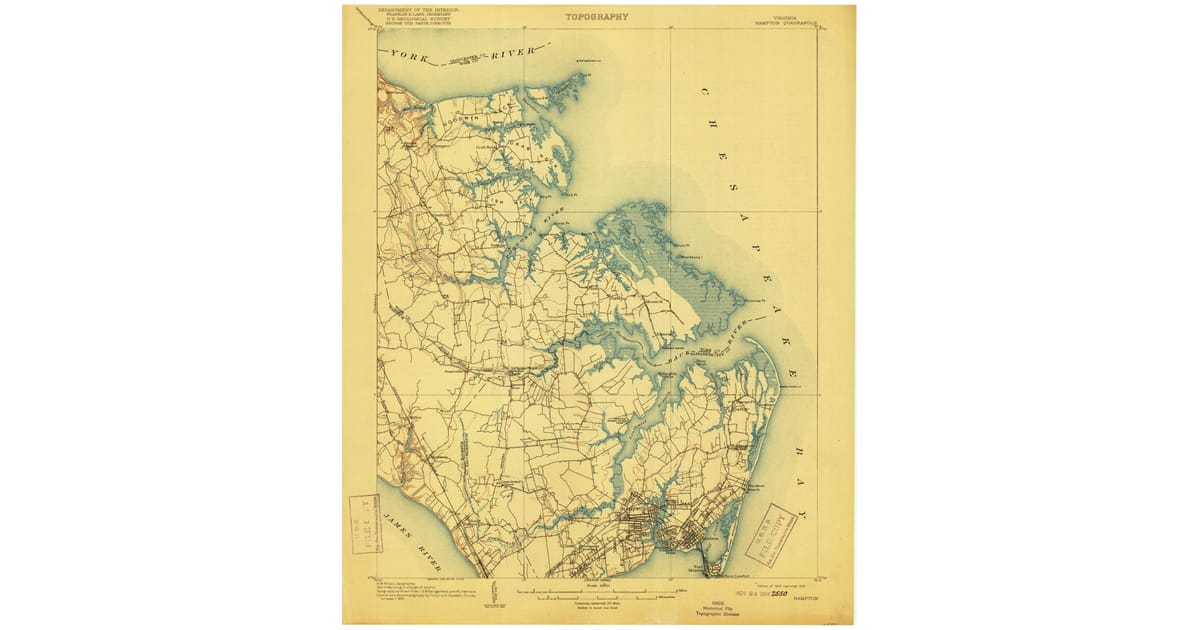 Old Maps of Poquoson, VA for Academic Research | Pastmaps