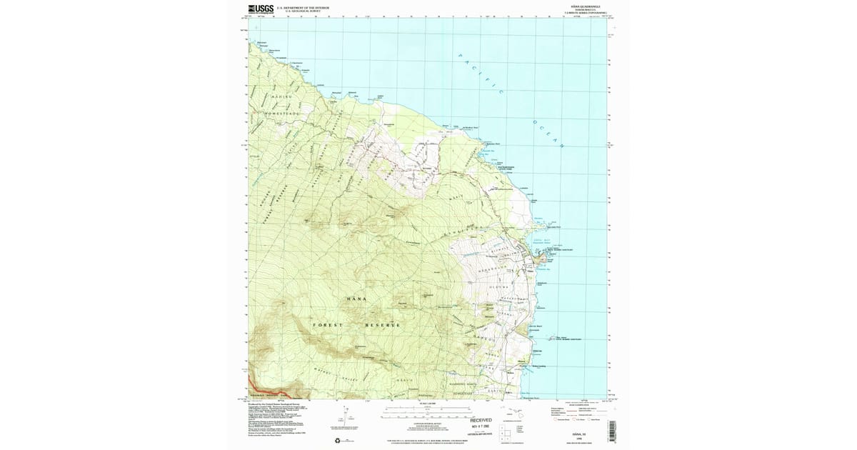 1992 Map of Hana, HI — High-Res | Pastmaps