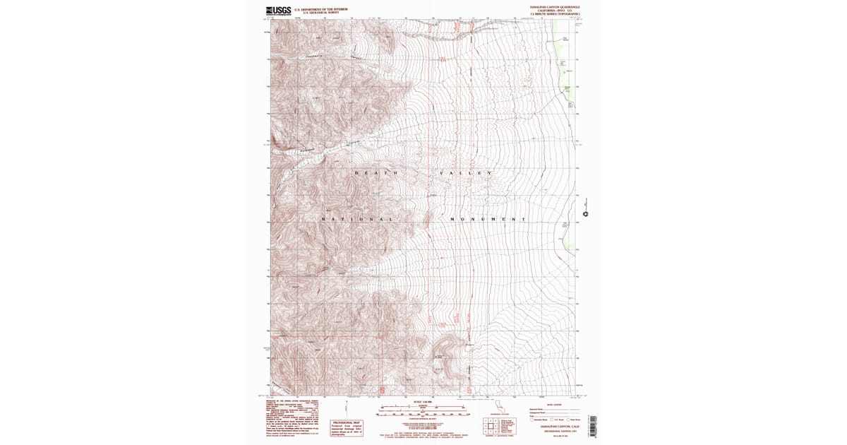 1987 Map of Hanaupah Canyon, Inyo County, CA — High-Res | Pastmaps