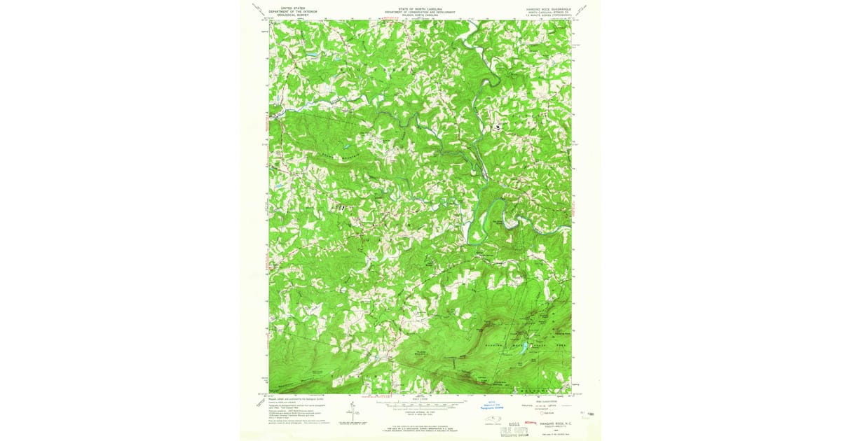 1964 Map of Hanging Rock, Stokes County, NC — High-Res | Pastmaps