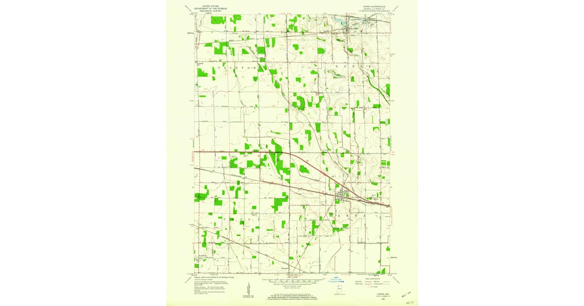 1958 Map of Hanna, IN — High-Res, 1960 Print #2 | Pastmaps