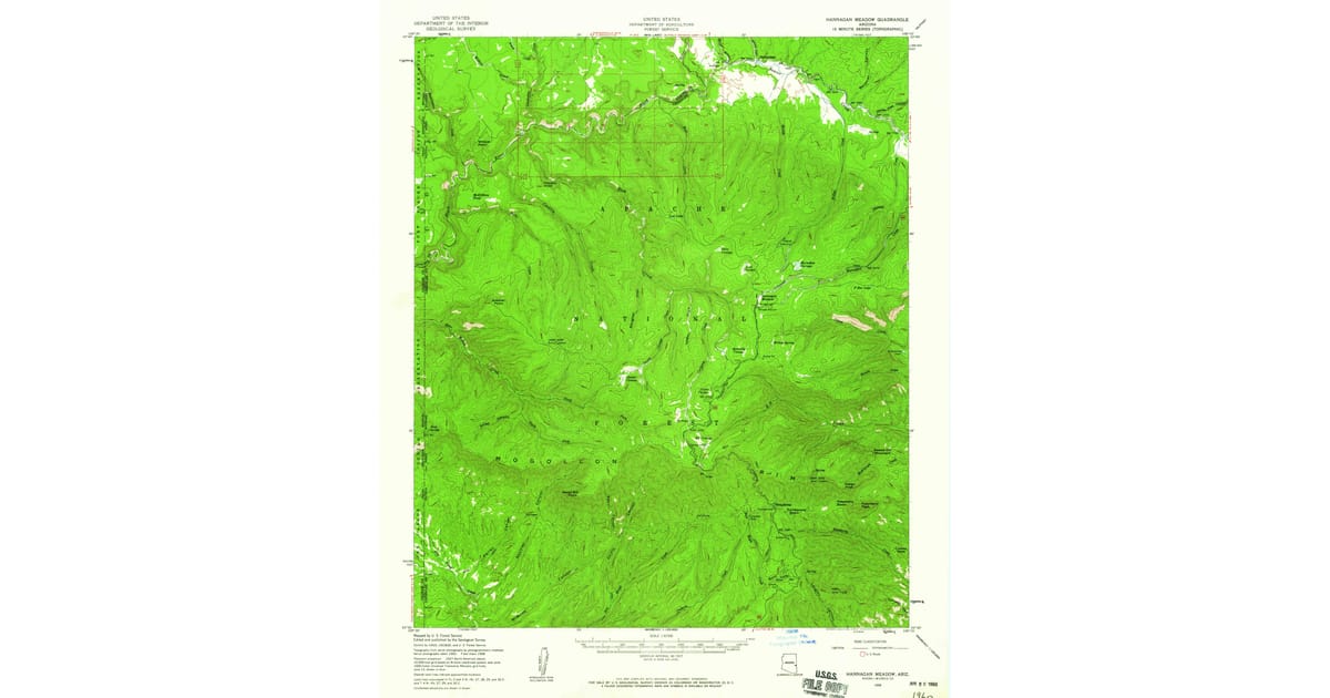 1958 Map of Hannagan Meadow, Greenlee County, AZ — High-Res | Pastmaps