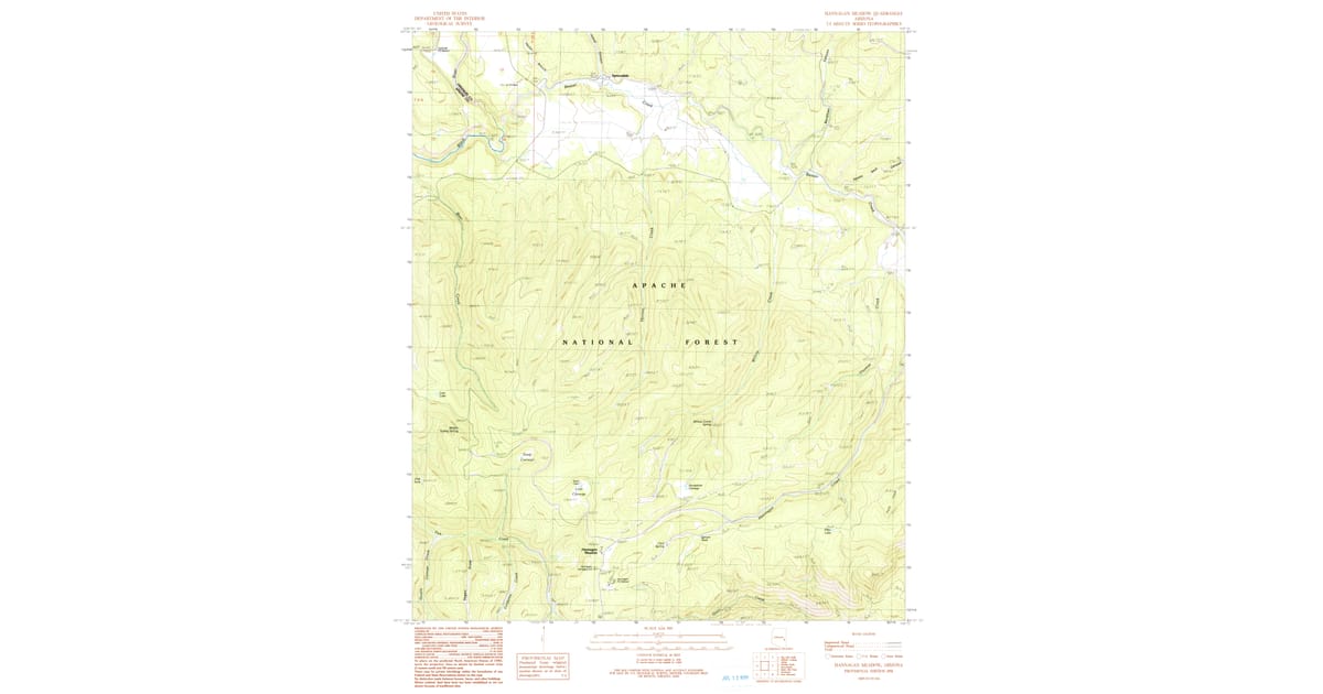 1991 Map of Hannagan Meadow, Greenlee County, AZ — High-Res | Pastmaps