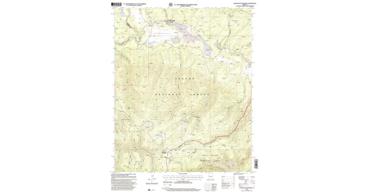 1997 Map of Hannagan Meadow, Greenlee County, AZ — High-Res | Pastmaps