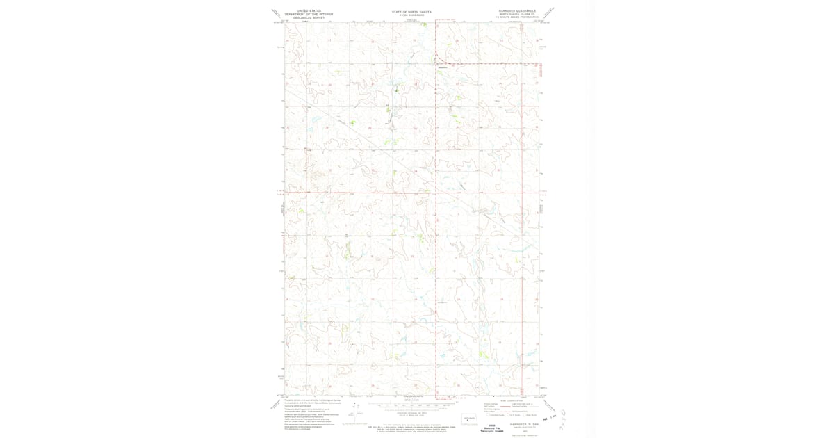 1972 Map of Hannover, Oliver County, ND — High-Res | Pastmaps