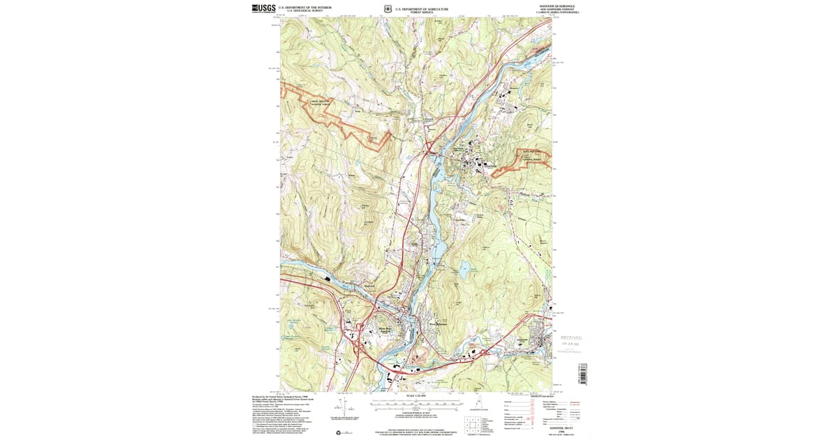 1996 Map of Hanover, Grafton County, NH — High-Res | Pastmaps