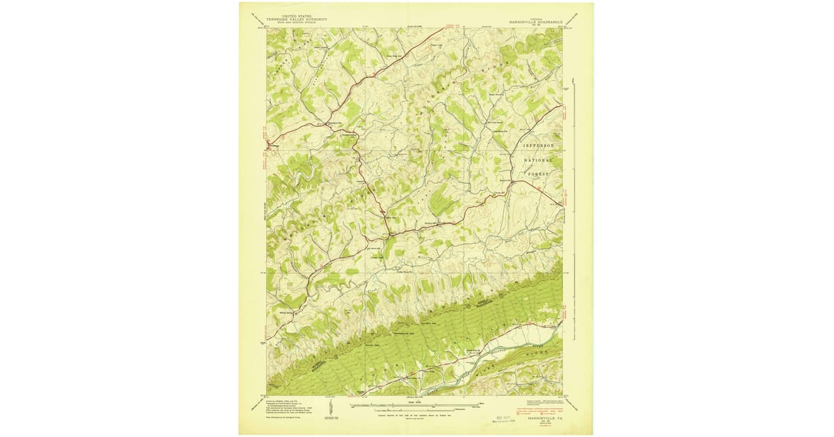 1939 Map of Hansonville, Russell County, VA — High-Res | Pastmaps