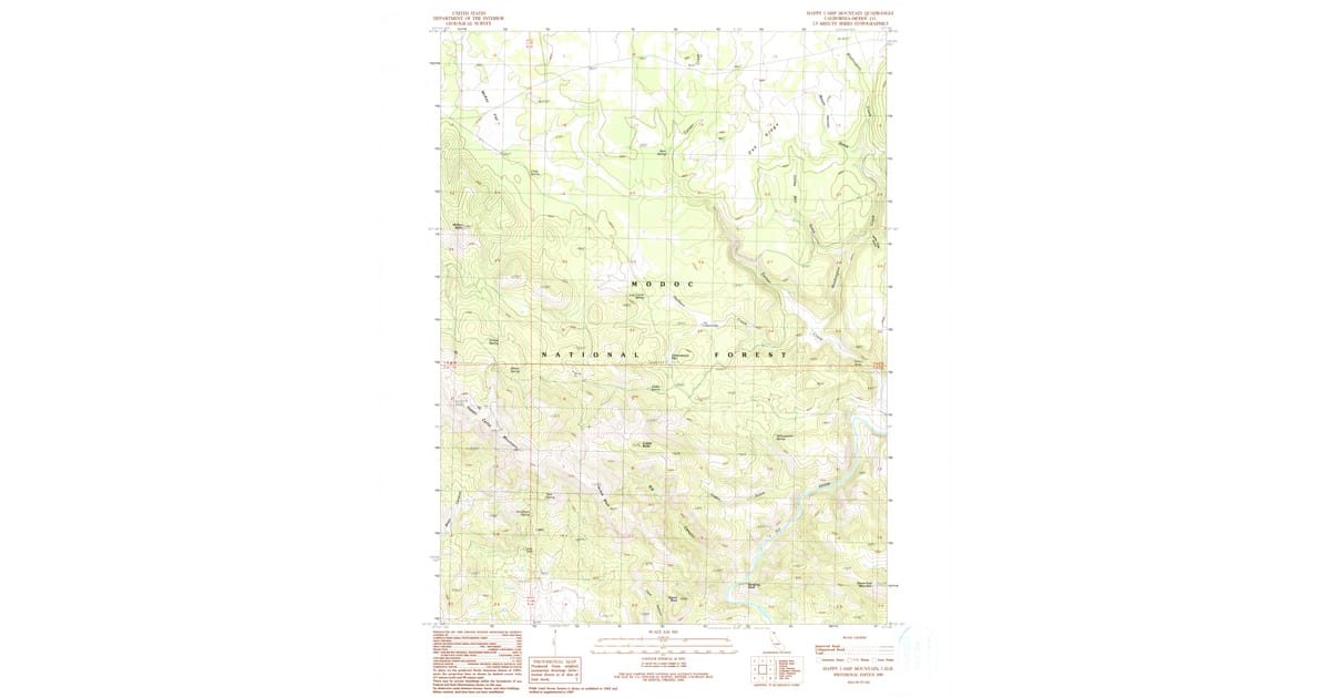 1990 Map of Happy Camp Mountain, Modoc County, CA — High-Res | Pastmaps