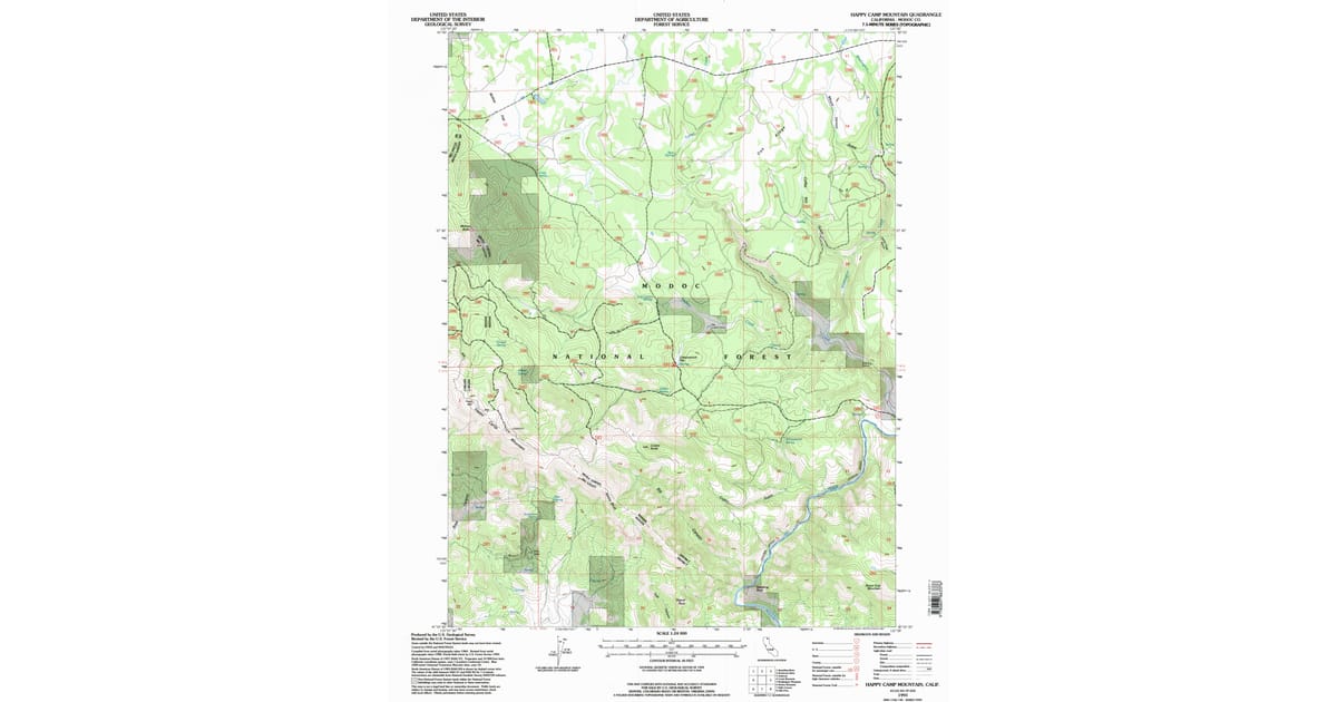 1993 Map of Happy Camp Mountain, Modoc County, CA — High-Res | Pastmaps