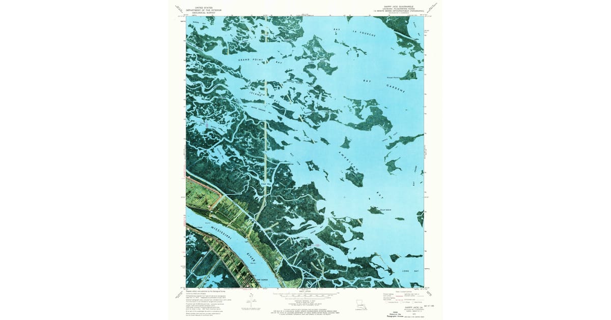 1973 Map of Happy Jack, Plaquemines Parish, LA — High-Res | Pastmaps