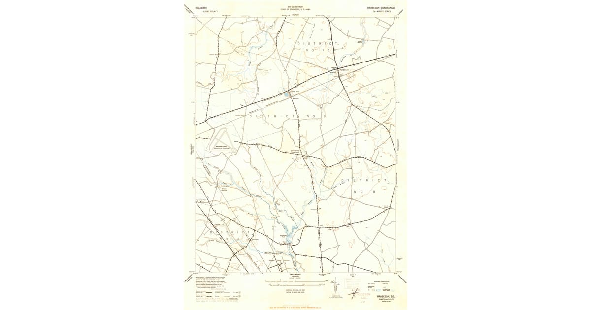 1944 Map of Harbeson, Sussex County, DE — High-Res, 1944 Print #2 ...