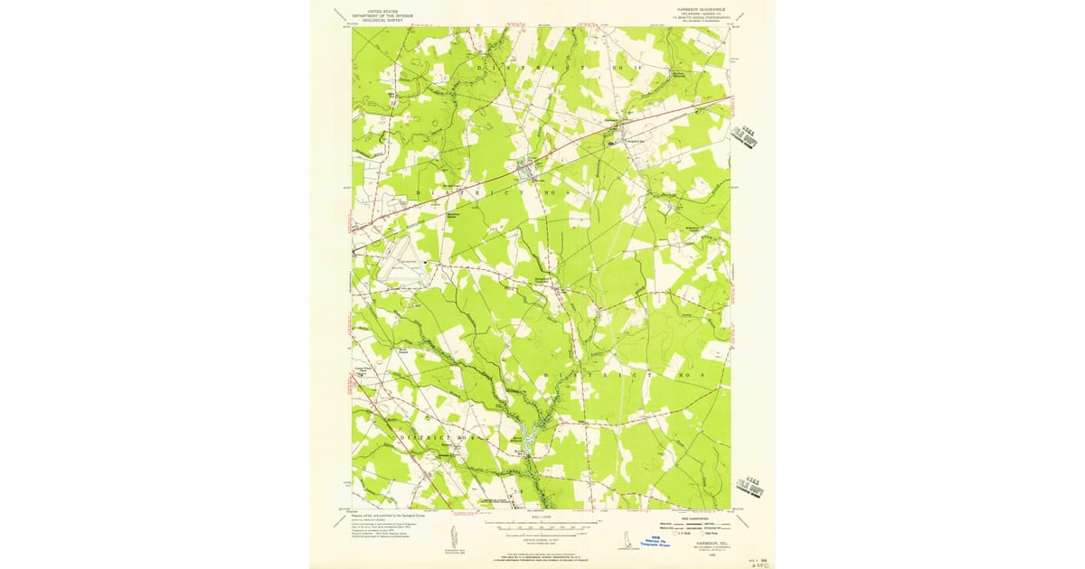1955 Map of Harbeson, Sussex County, DE — High-Res | Pastmaps