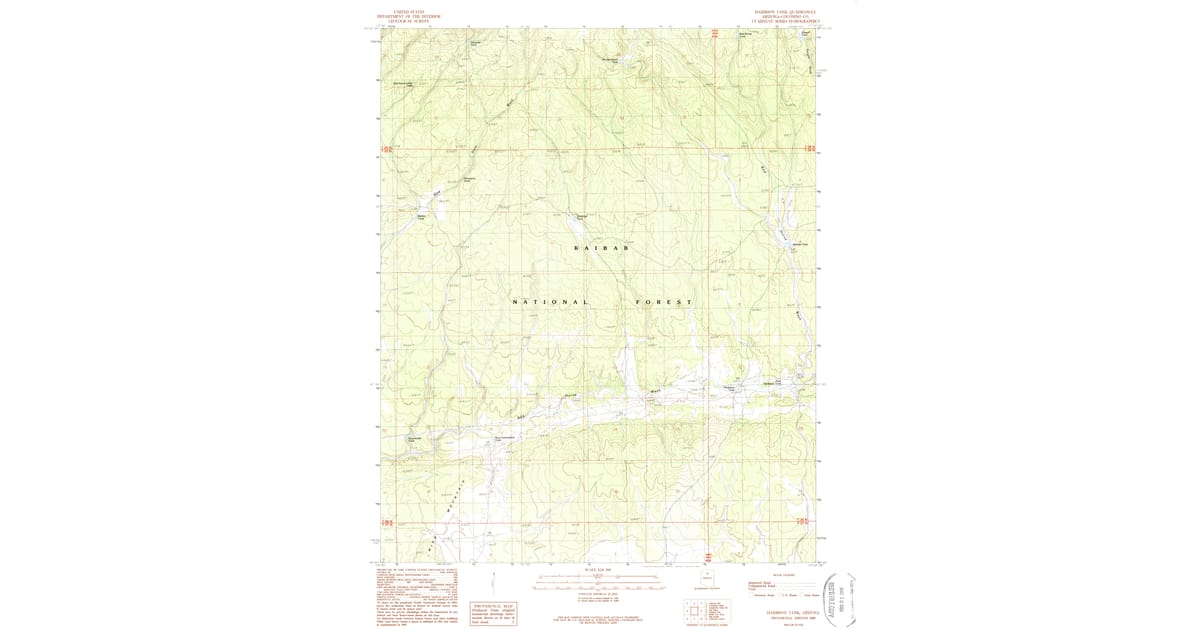1989 Map of Harbison Tank, Coconino County, AZ — High-Res | Pastmaps