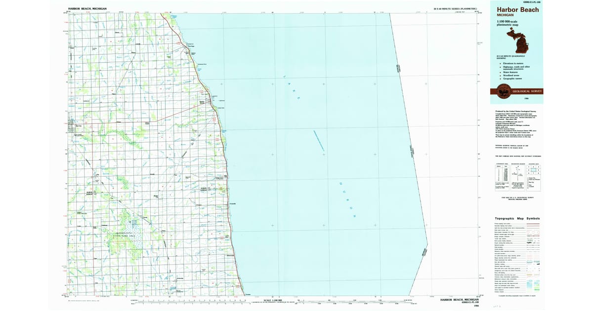 1984 Map of Harbor Beach, MI — High-Res | Pastmaps