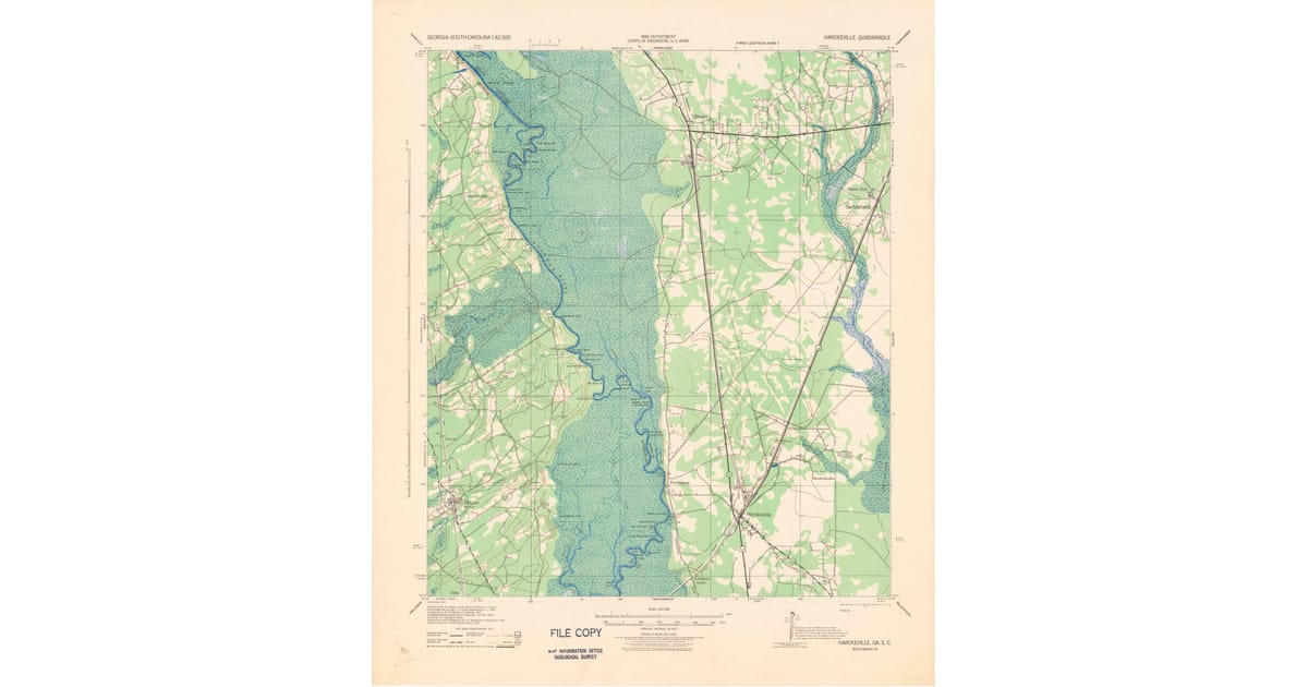 1943 Map of Hardeeville, SC — High-Res | Pastmaps
