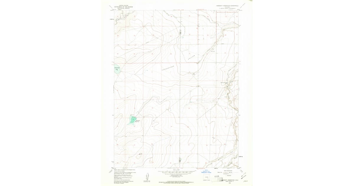 1958 Map of Hardesty Reservoir, Pueblo County, CO — High-Res | Pastmaps