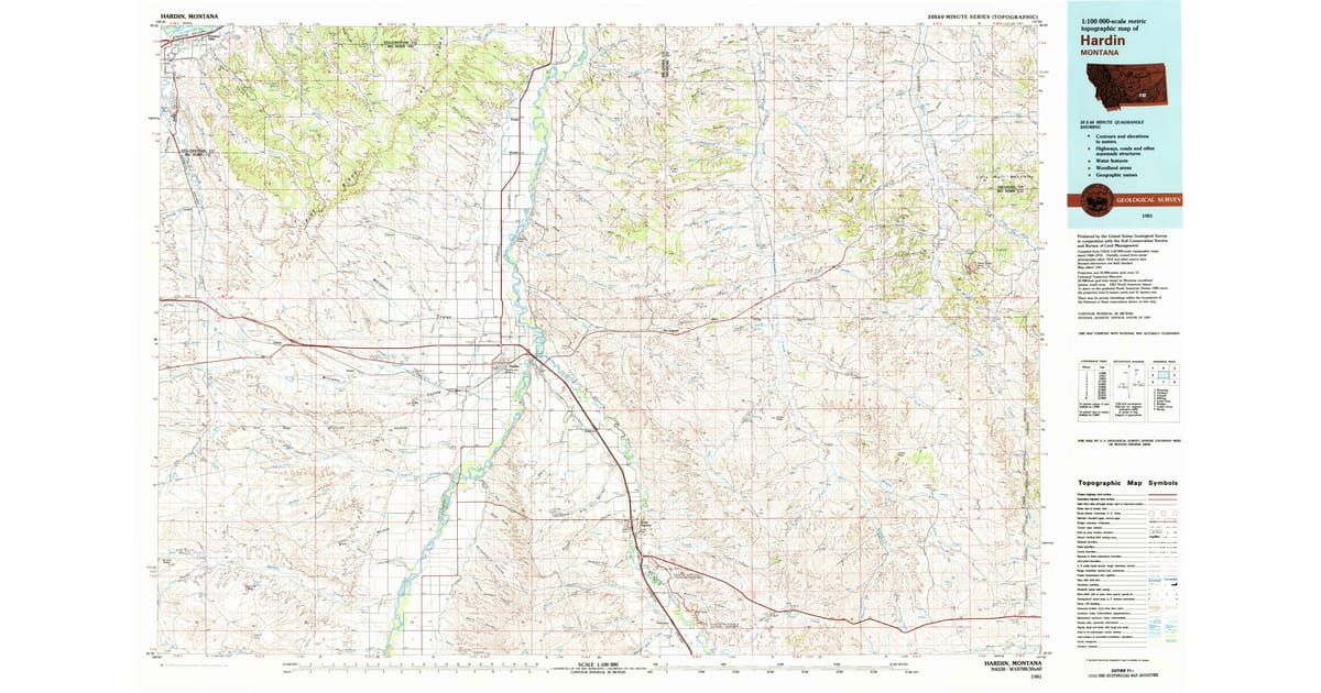 1981 Map of Hardin, MT — High-Res | Pastmaps