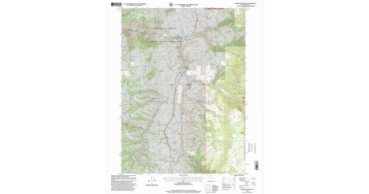 1998 Map of Hardware Ranch, Cache County, UT — High-Res | Pastmaps