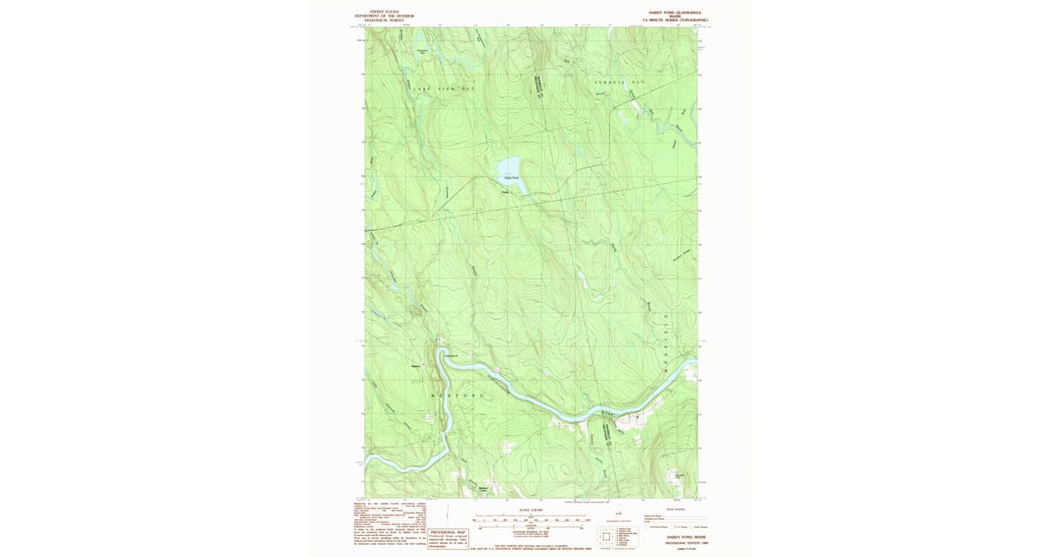 1988 Map of Hardy Pond, Piscataquis County, ME — High-Res | Pastmaps