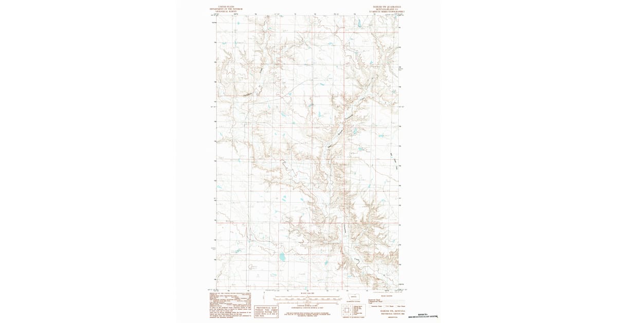 1984 Map of Harlem NW, Blaine County, MT — High-Res | Pastmaps