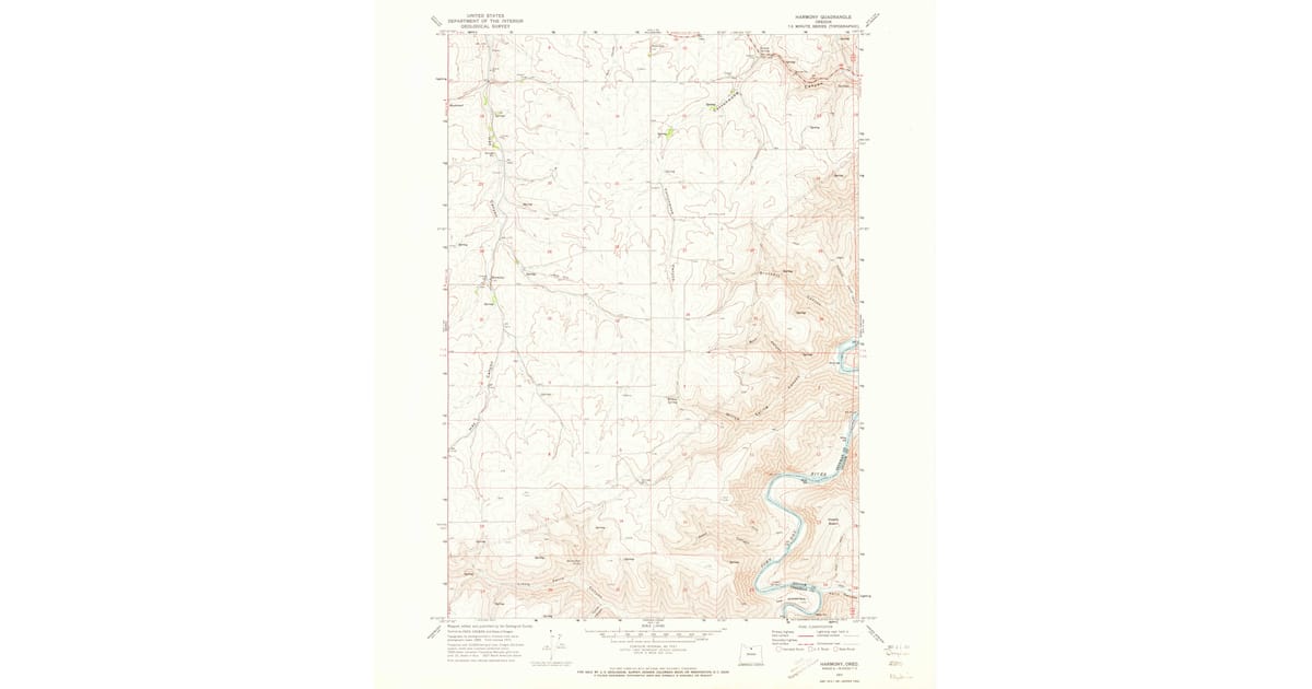 1971 Map of Harmony, Sherman County, OR — High-Res | Pastmaps