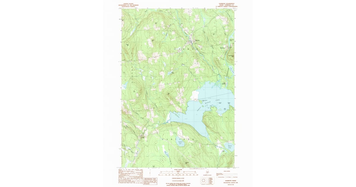 1989 Map of Harmony, Somerset County, ME — High-Res | Pastmaps