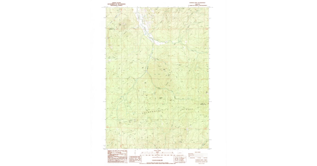 1987 Map of Harness Mtn, Lane County, OR — High-Res | Pastmaps