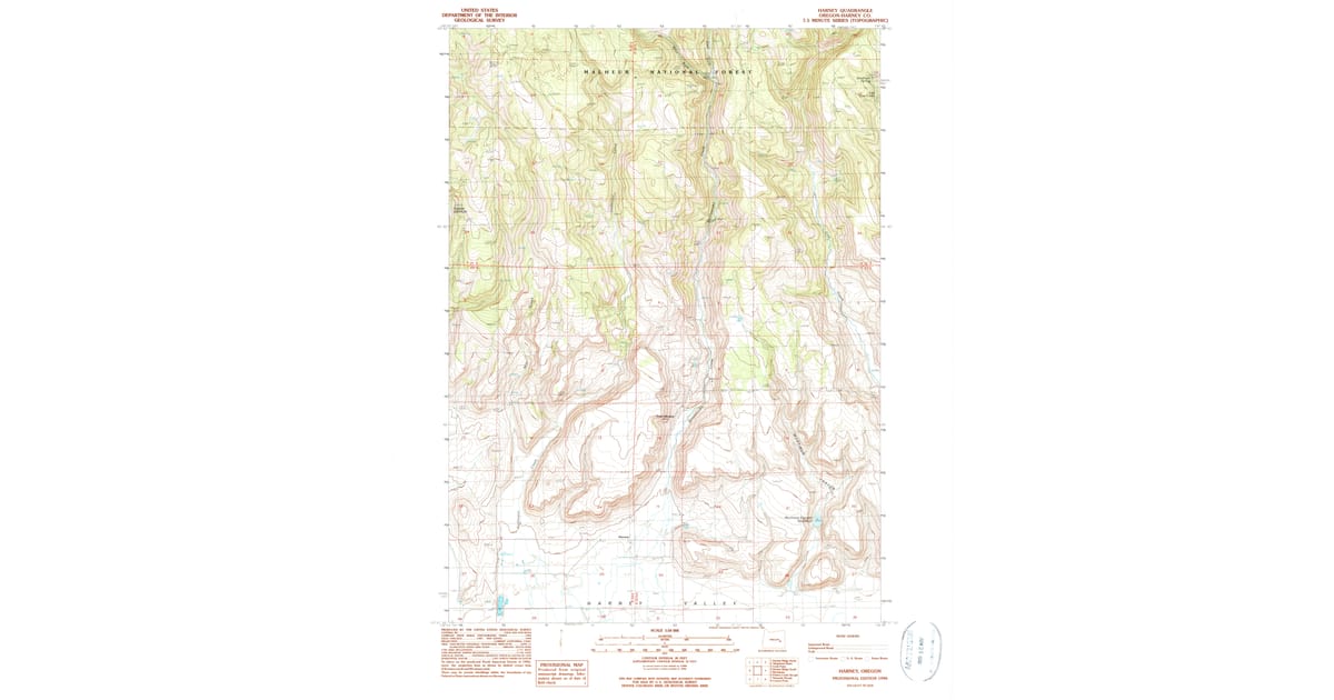 1990 Map of Harney, Harney County, OR — High-Res | Pastmaps