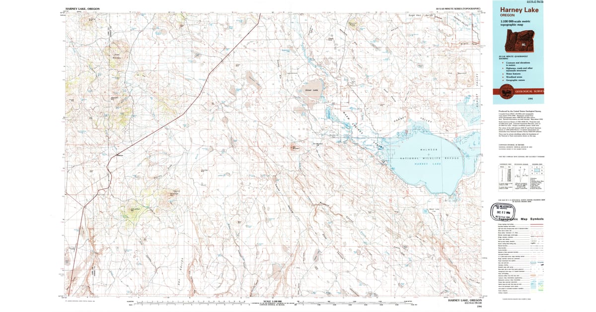 1994 Map of Harney Lake, Harney County, OR — High-Res | Pastmaps