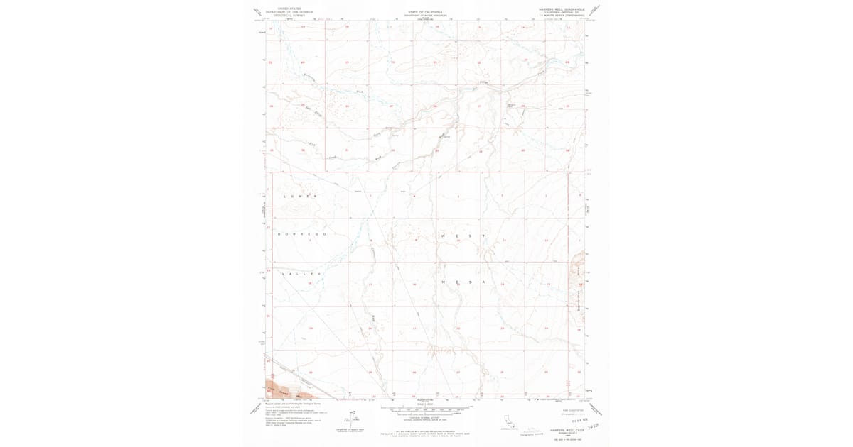 1956 Map of Harpers Well, Imperial County, CA — High-Res, 1977 Print ...