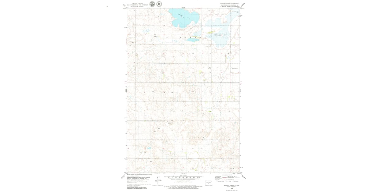 1979 Map of Harriet Lake, Burleigh County, ND — High-Res | Pastmaps