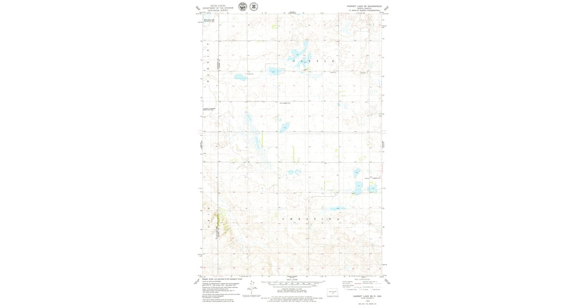 1979 Map of Harriet Lake SE, Kidder County, ND — High-Res | Pastmaps