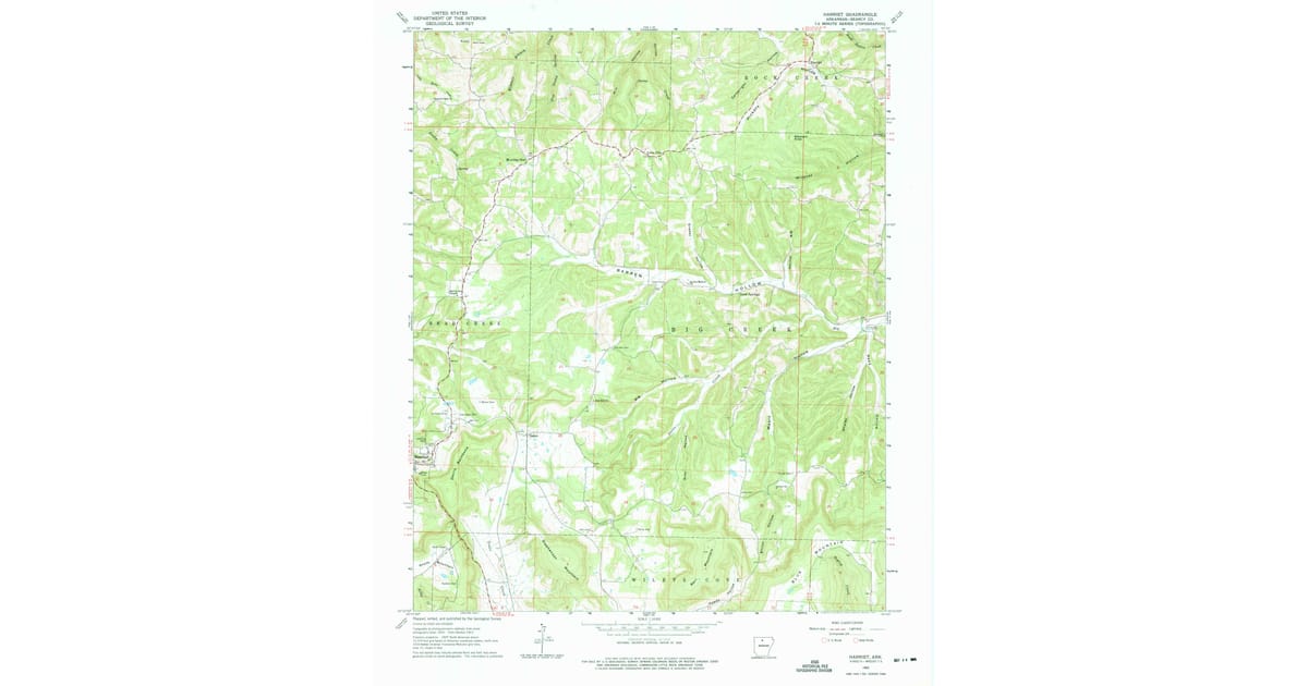 1963 Map of Harriet, Searcy County, AR — High-Res, 1975 Print | Pastmaps