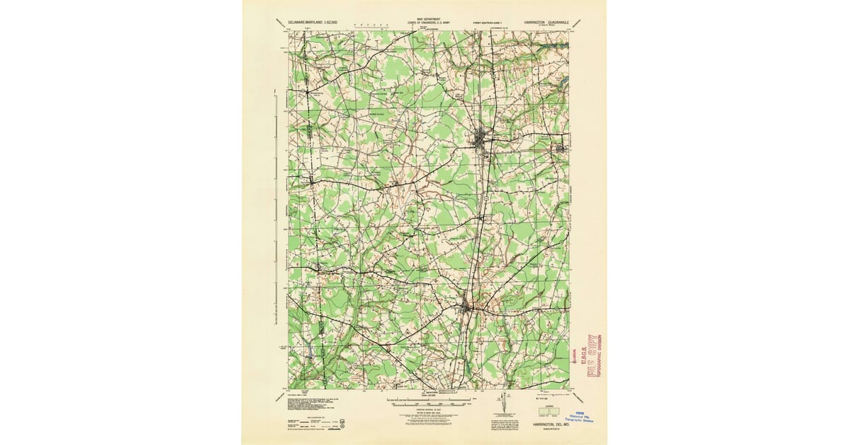 1944 Map of Harrington, DE — High-Res | Pastmaps