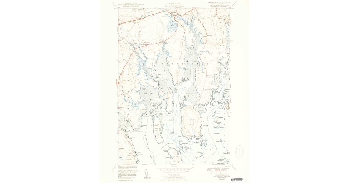 1951 Map of Harrington, Washington County, ME — High-Res | Pastmaps