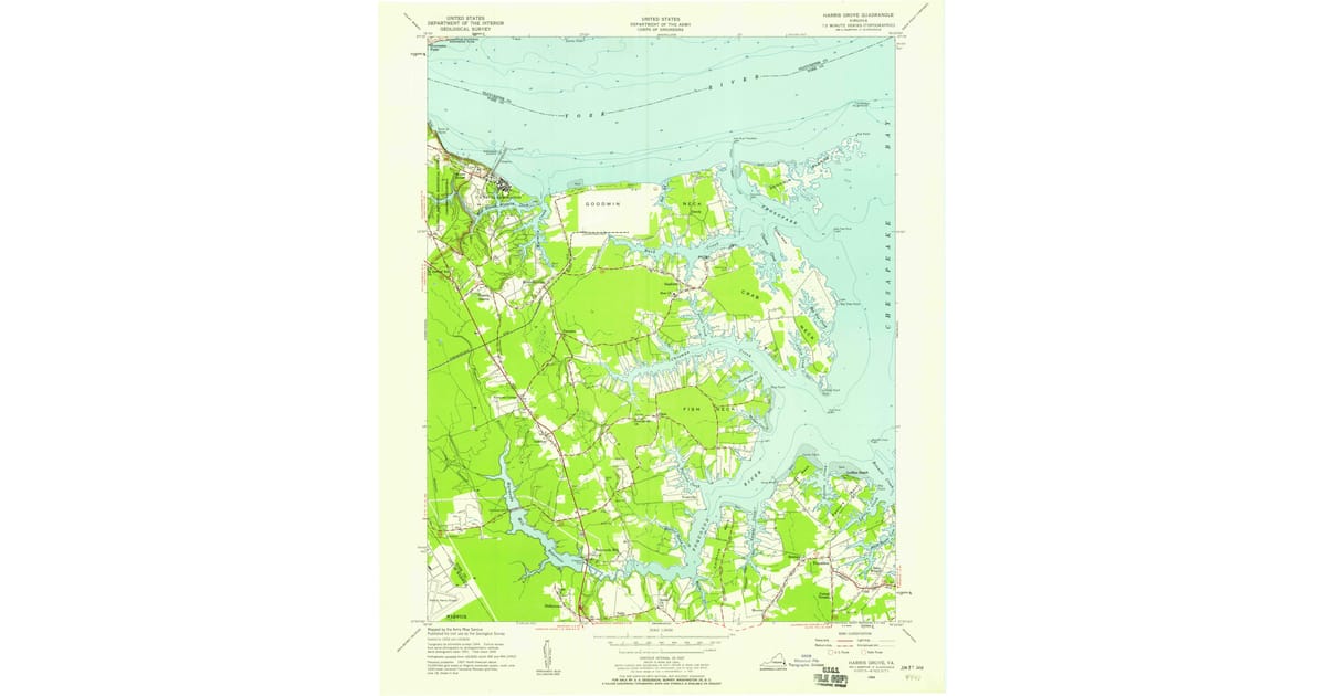1955 Map of Harris Grove, York County, VA — High-Res | Pastmaps