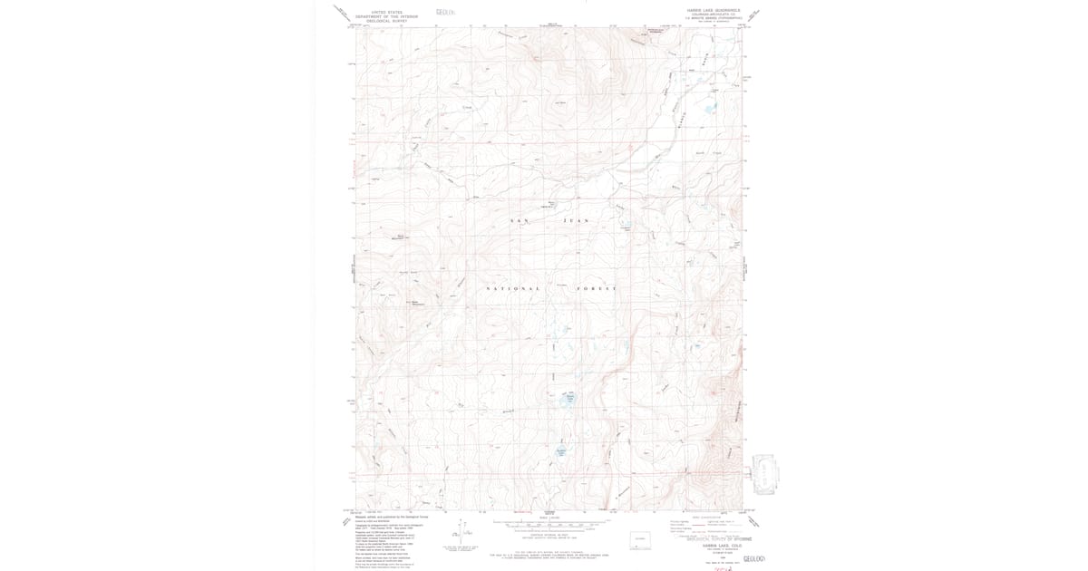 1984 Map of Harris Lake, Archuleta County, CO — High-Res | Pastmaps