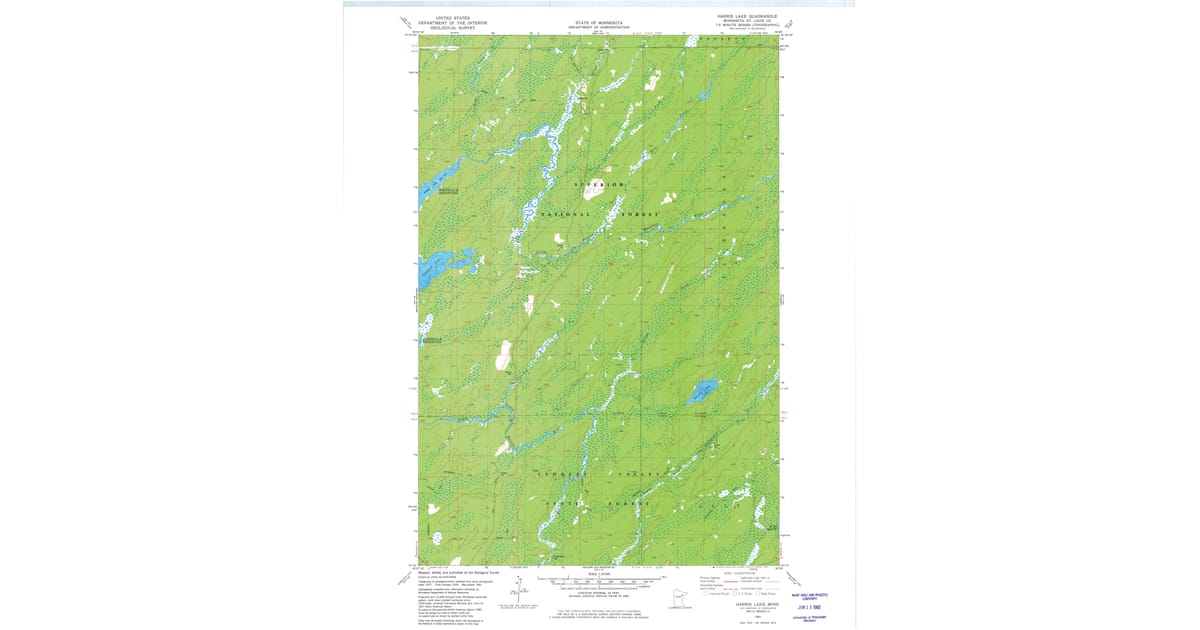 1981 Map of Harris Lake, St. Louis County, MN — High-Res | Pastmaps