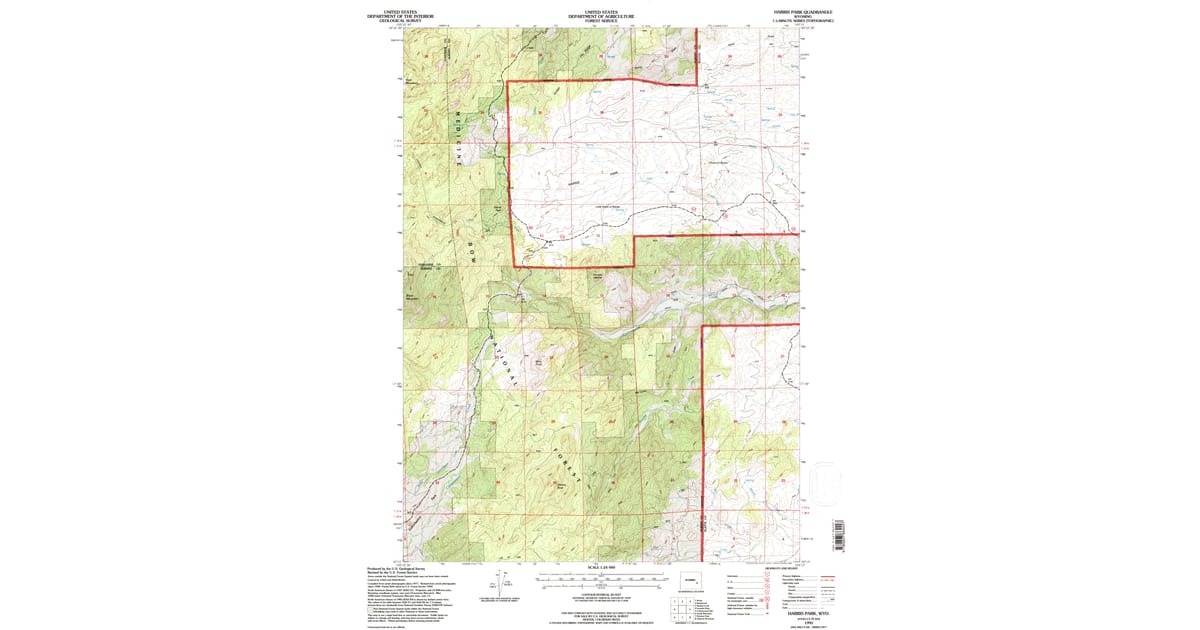 1992 Map of Harris Park, Albany County, WY — High-Res | Pastmaps