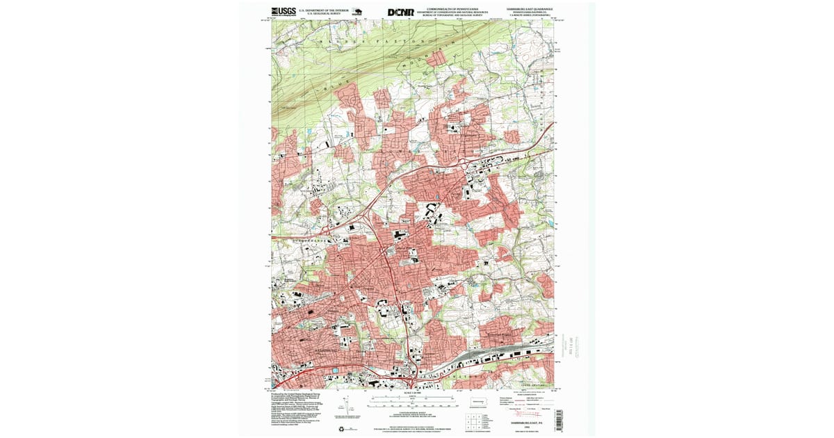 1993 Map of Harrisburg East, Dauphin County, PA — High-Res | Pastmaps