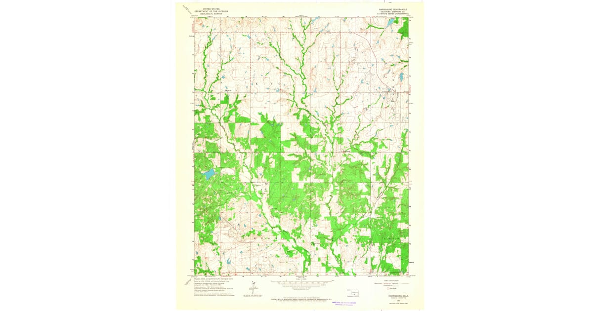 1963 Map of Harrisburg, Stephens County, OK — High-Res | Pastmaps