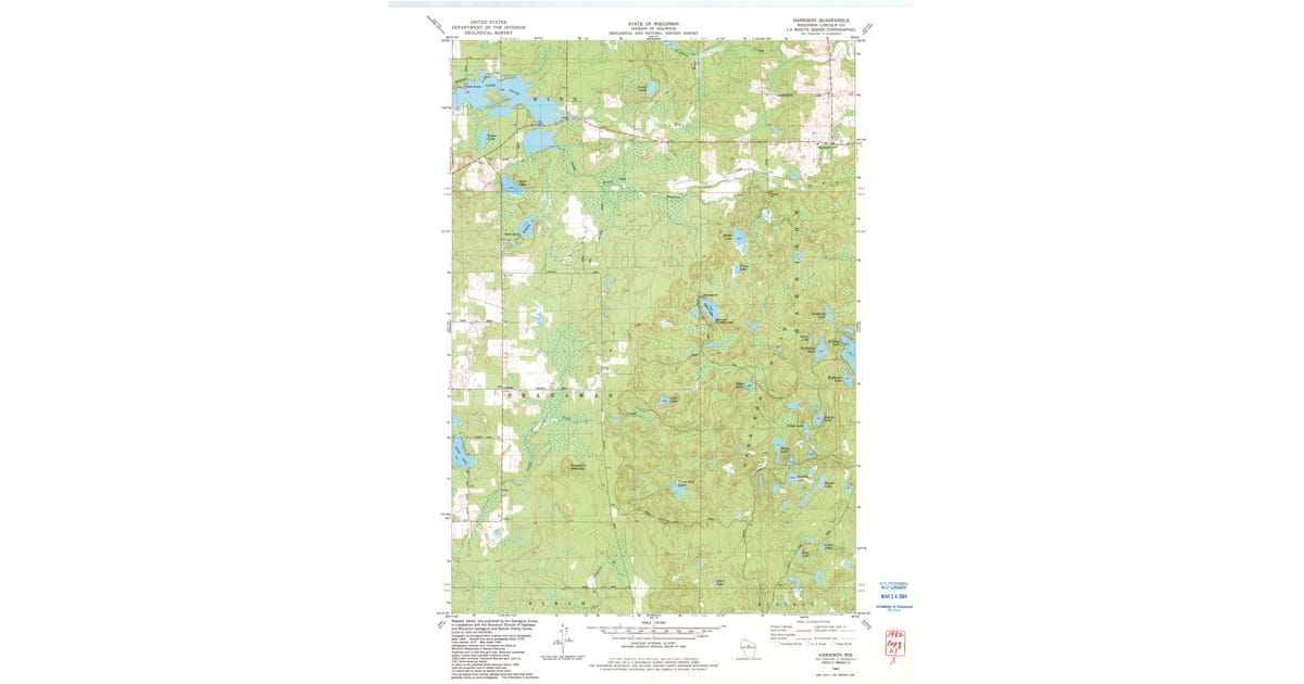 1982 Map of Harrison, Lincoln County, WI — High-Res | Pastmaps